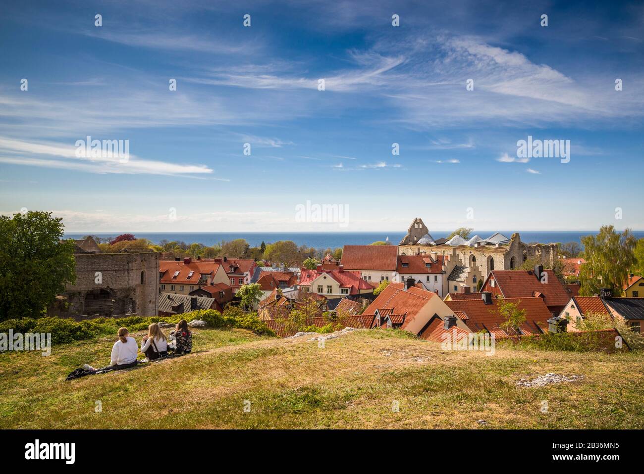 Sweden, Gotland Island, Visby, high angle city view Stock Photo - Alamy