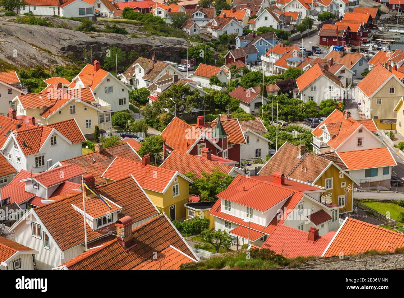 Sweden, Bohuslan, Fjallbacka, elevated town view from the Vetteberget cliff Stock Photo - Alamy