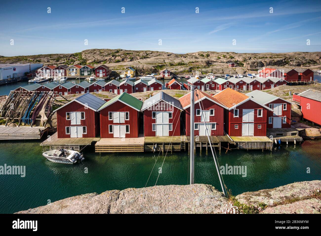 Sweden, Bohuslan, Smogen, Smogenbryggan, antique boat houses and ...