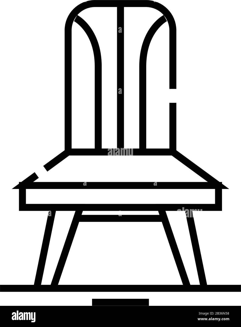 Wooden chair line icon, concept sign, outline vector illustration ...