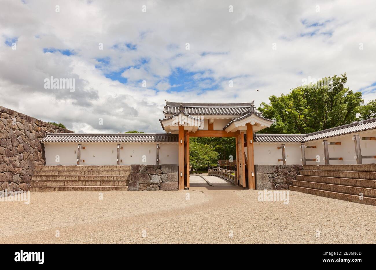 Reconstructed (2014) Ichimonji Gate of Main Bailey of Yamagata Castle ...