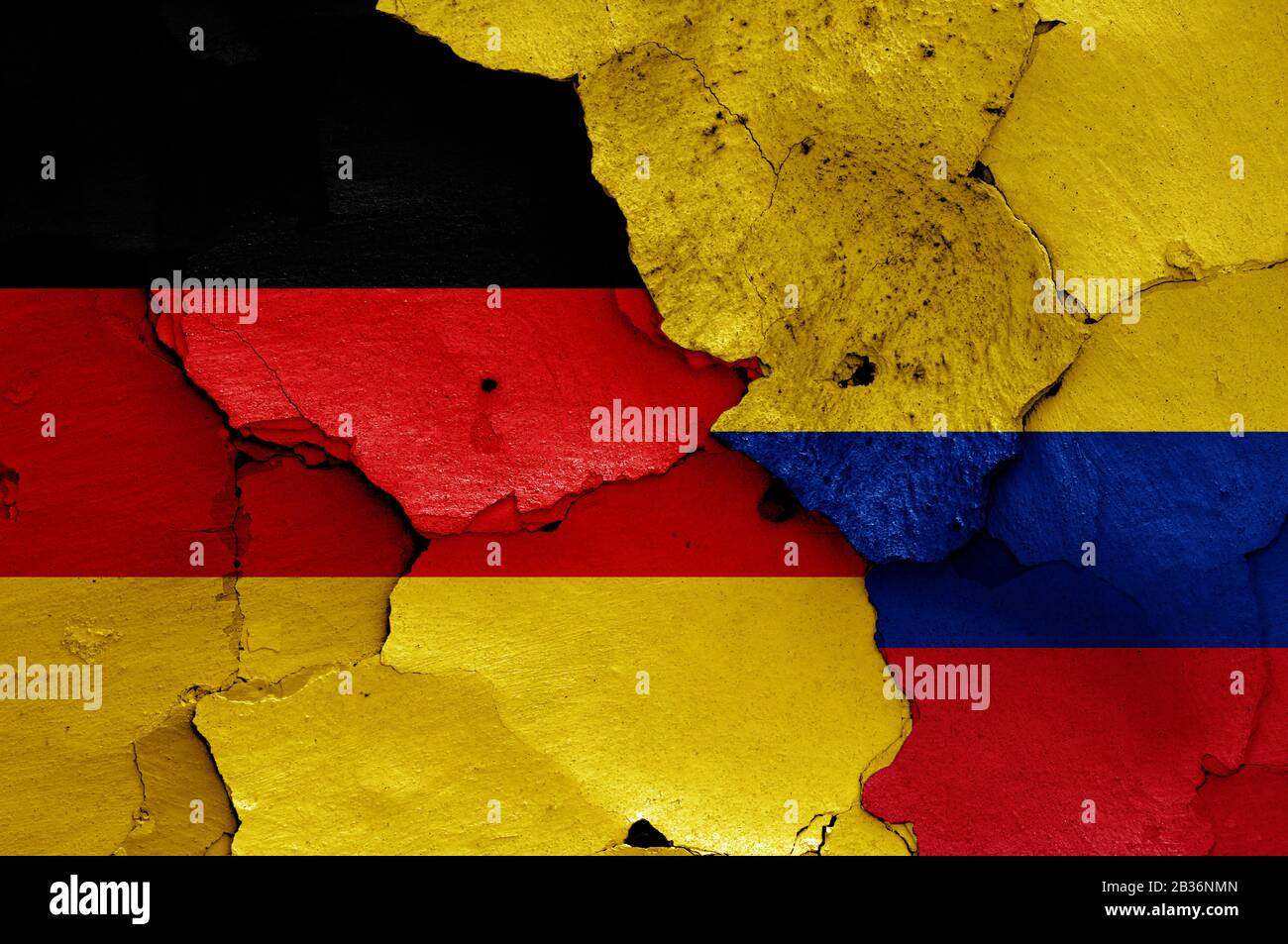 flags of Germany and Colombia painted on cracked wall Stock Photo - Alamy