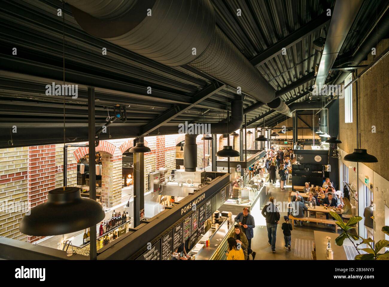 Sweden, Scania, Malmo, Malmo Saluhall food hall, interior Stock Photo ...