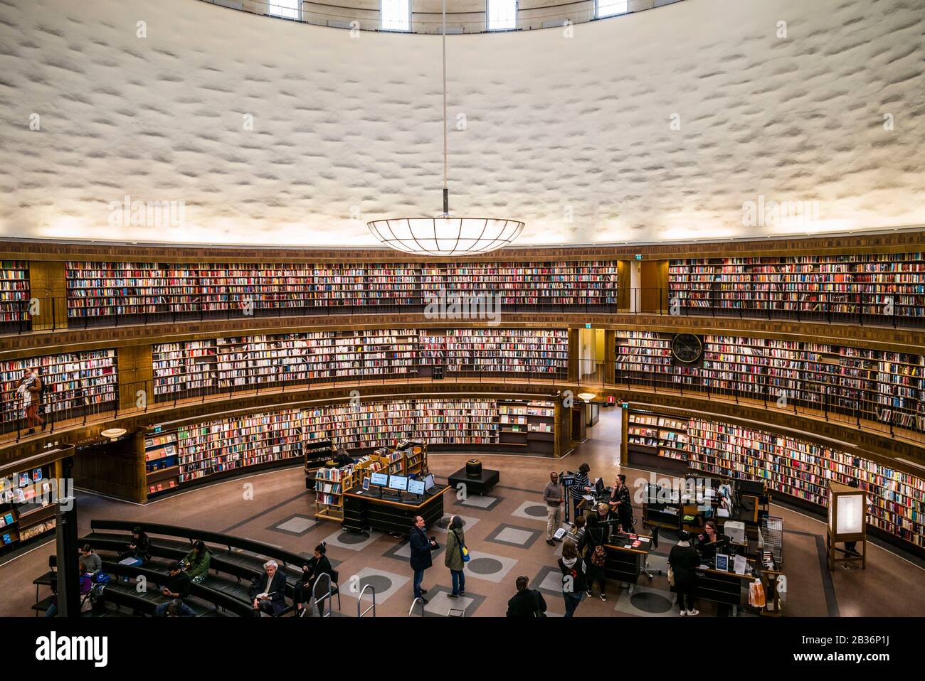 Sweden, Stockholm, City Library, circular interior by architect Erik ...