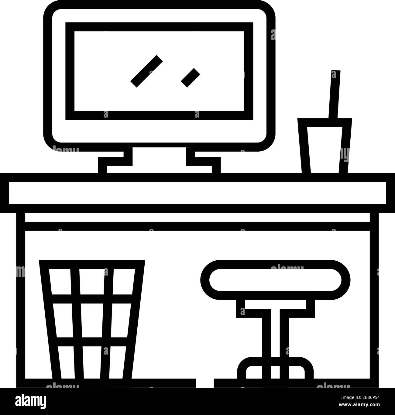 Workplace line icon, concept sign, outline vector illustration, linear ...