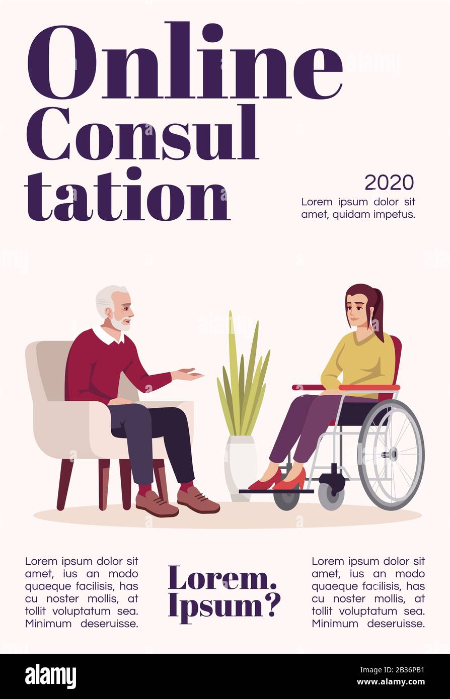 Online consultation magazine cover template. Psychological help ...