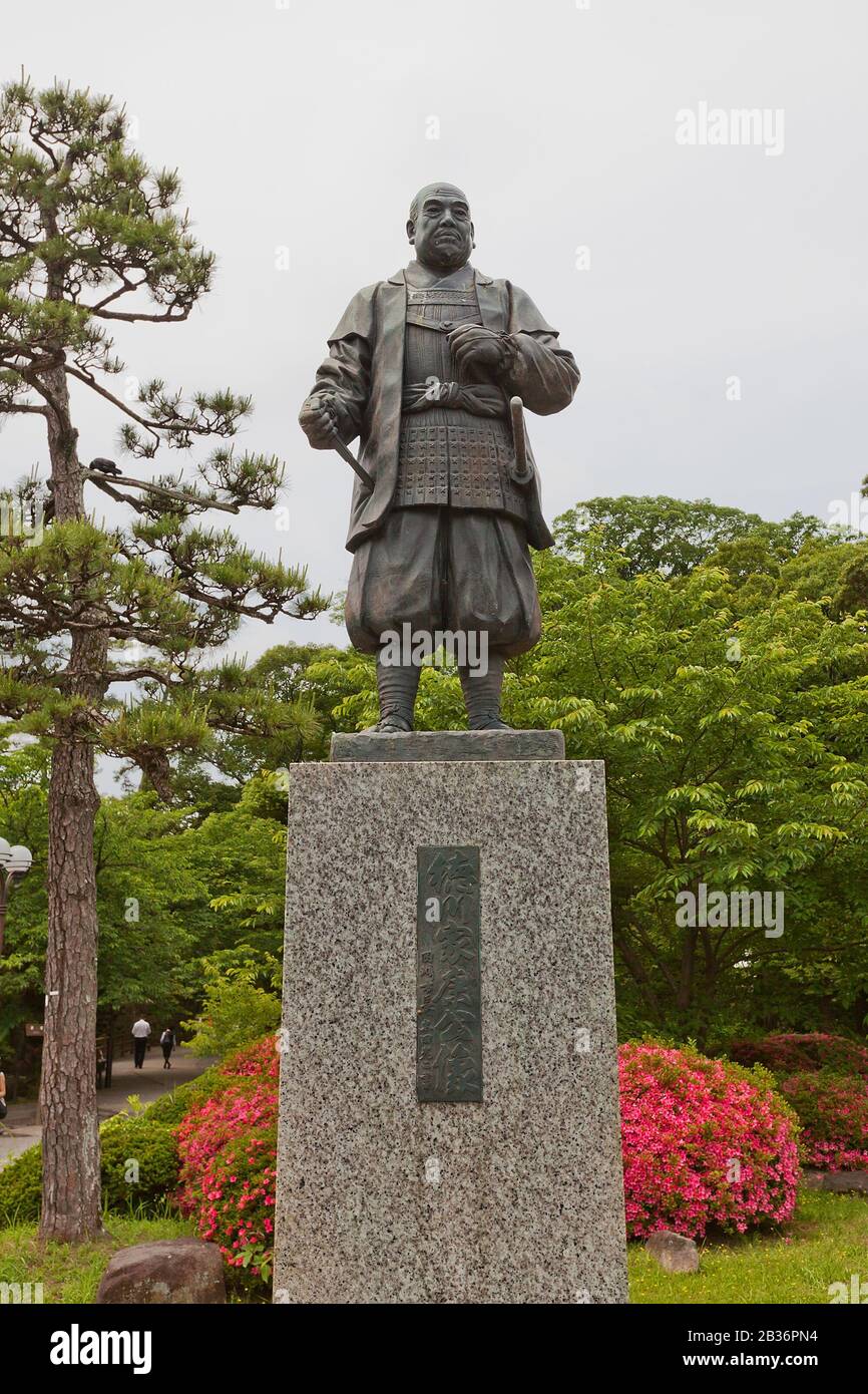 Statue of Tokugawa Ieyasu in Okazaki Castle, Japan. Ieyasu (1543-1616) was samurai and first ...