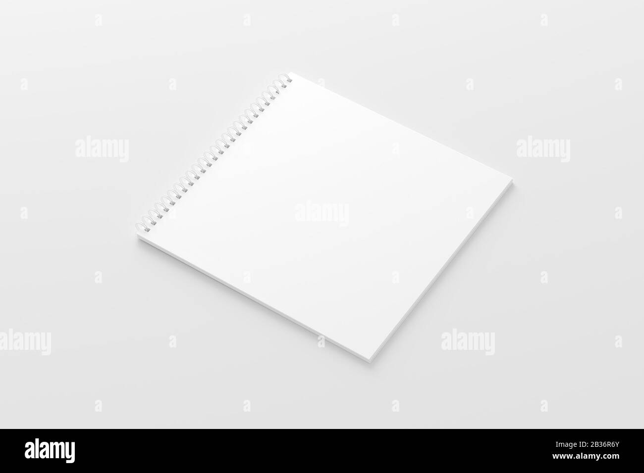 Square Spiral Notebook Notepad White Blank 3D Rendering Mockup Stock ...