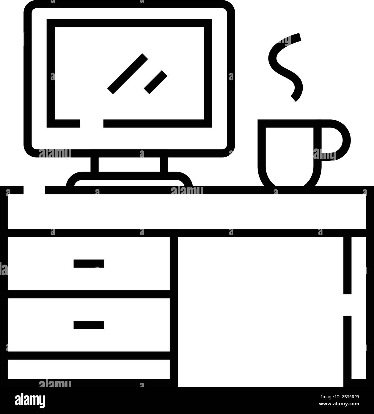 Workstation line icon, concept sign, outline vector illustration ...