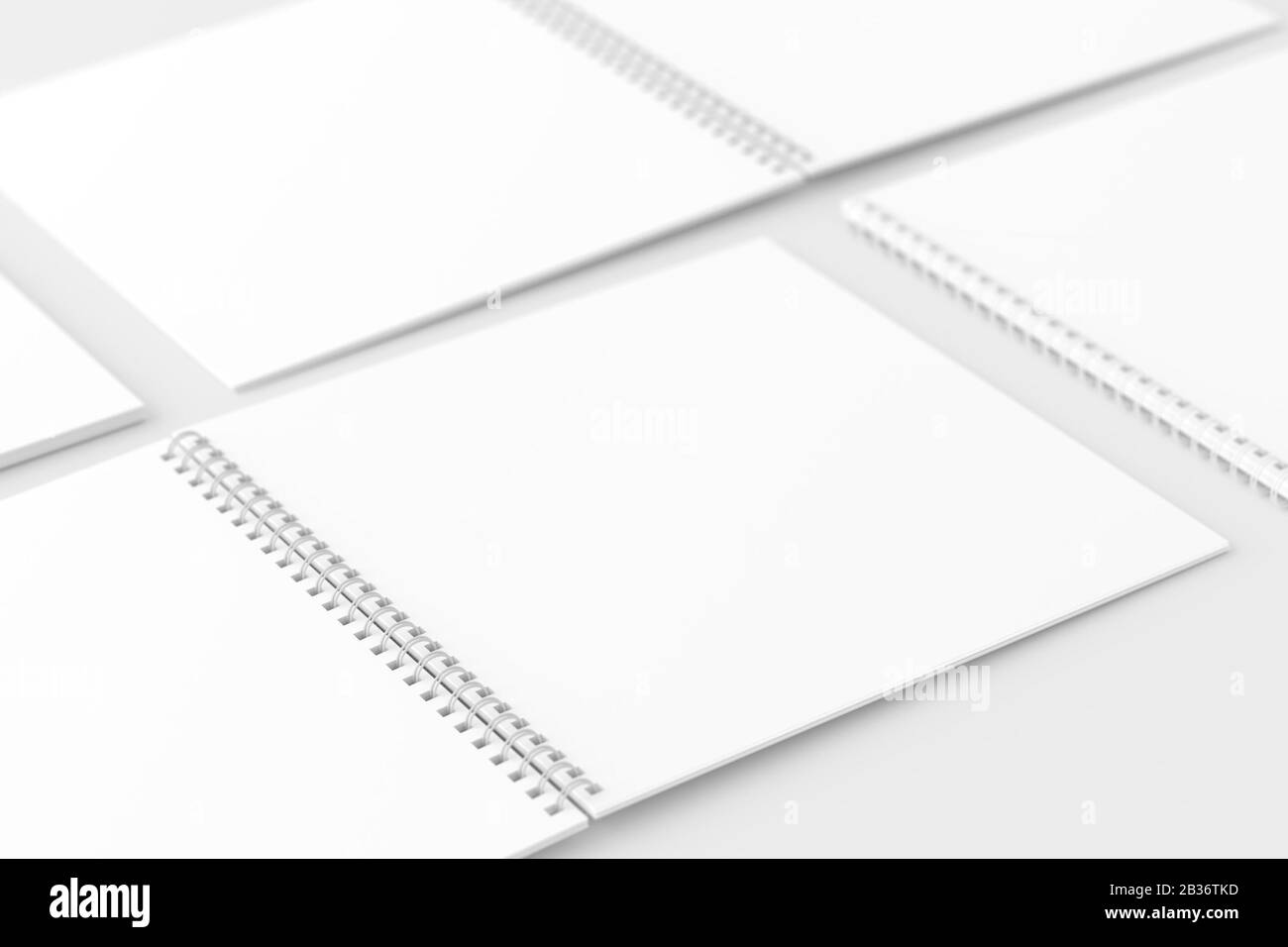 Square Spiral Notebook Notepad White Blank 3D Rendering Mockup Stock ...
