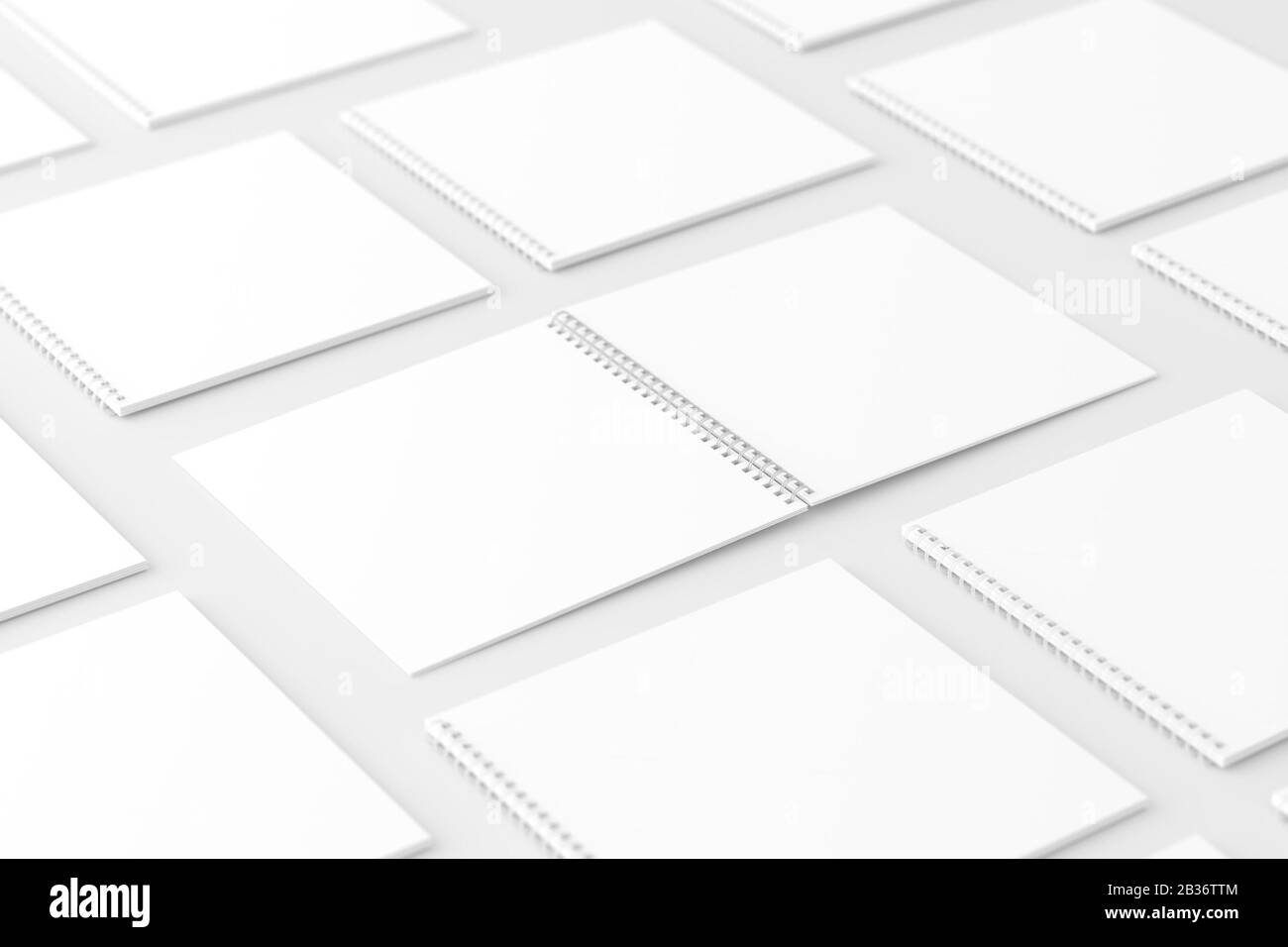 Square Spiral Notebook Notepad White Blank 3D Rendering Mockup Stock ...