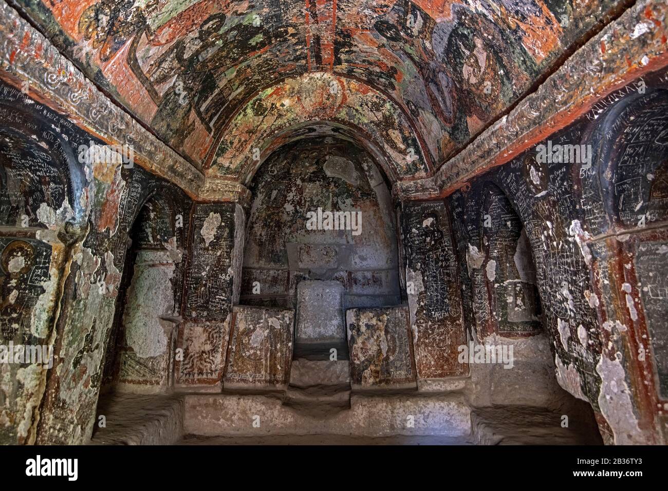 Turkey, Cappadocia, Soganli valley, the Karabash church or Black head ...