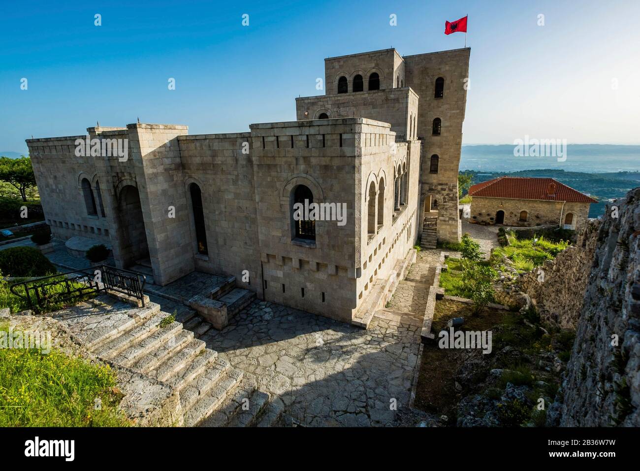 Albania, Krujë or Kruja, Durrës province, medieval fortress, palace and ...
