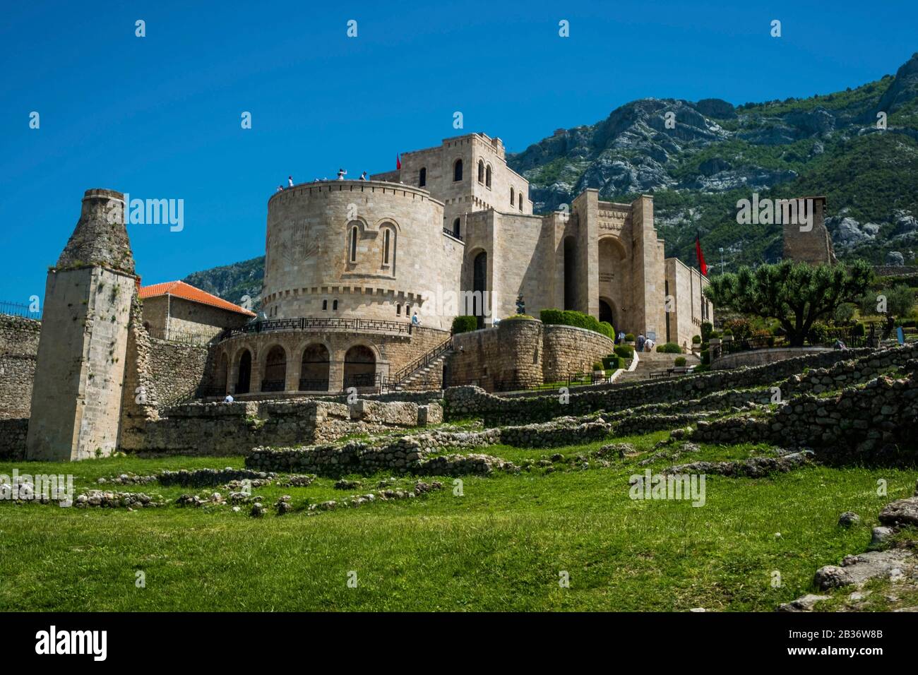 Albania, Krujë or Kruja, Durrës province, medieval fortress, palace and ...