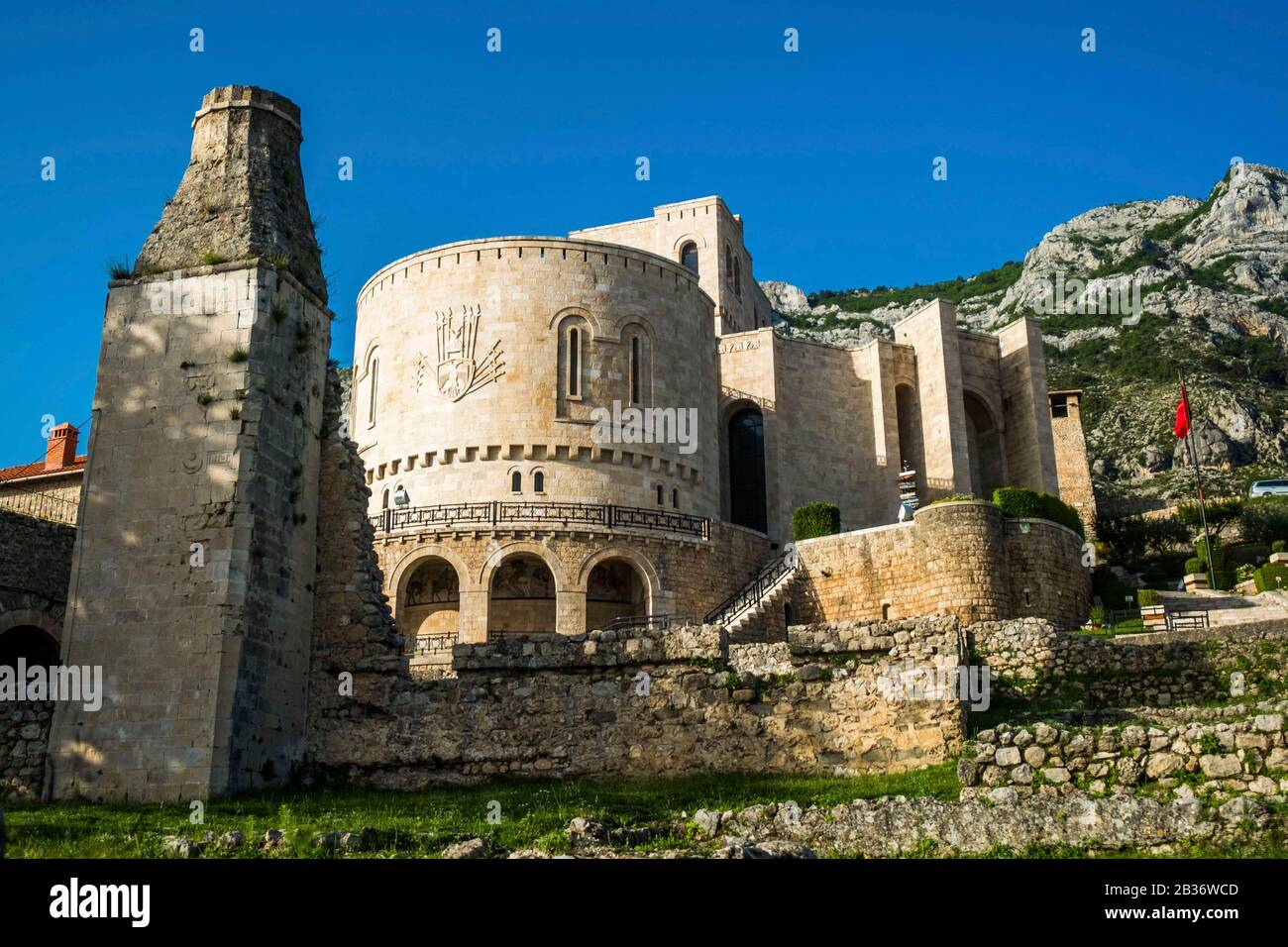 Albania, Krujë or Kruja, Durrës province, medieval fortress, palace and ...