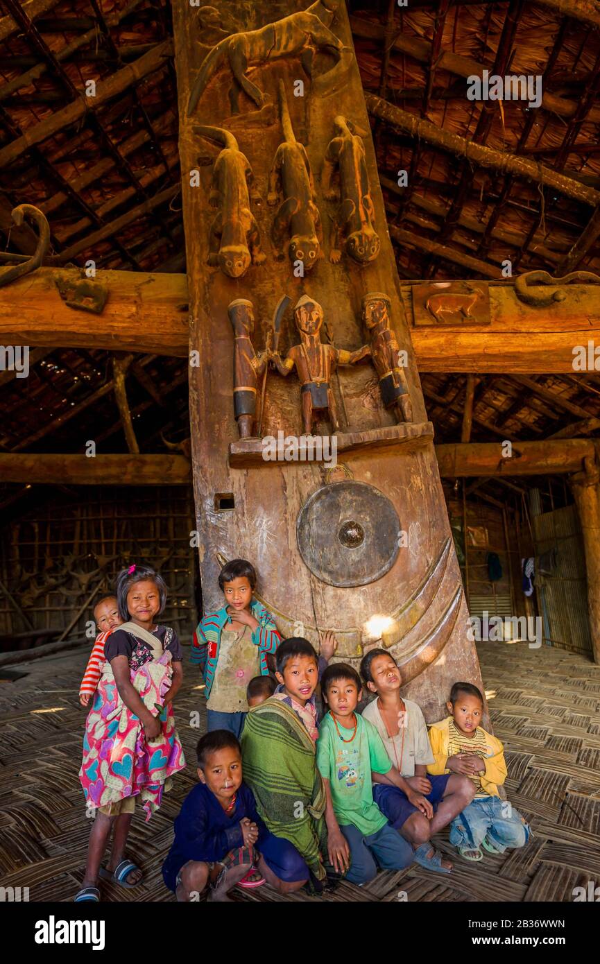 India, Arunachal Pradesh, Wakka, village of the Wancho naga tribe Stock ...