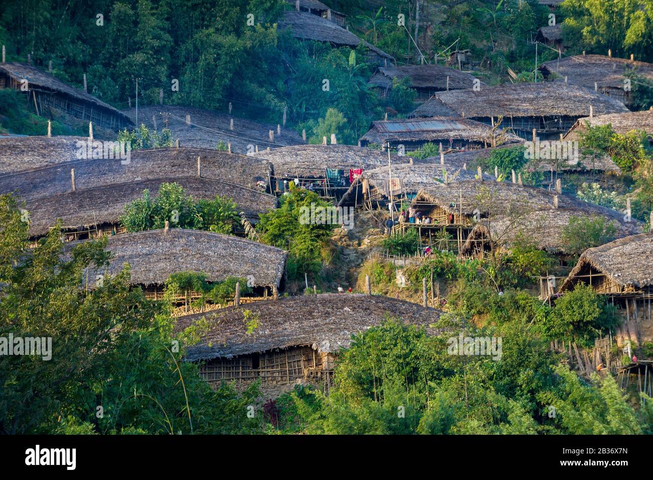India, Arunachal Pradesh, Wakka, village of the Wancho naga tribe Stock ...
