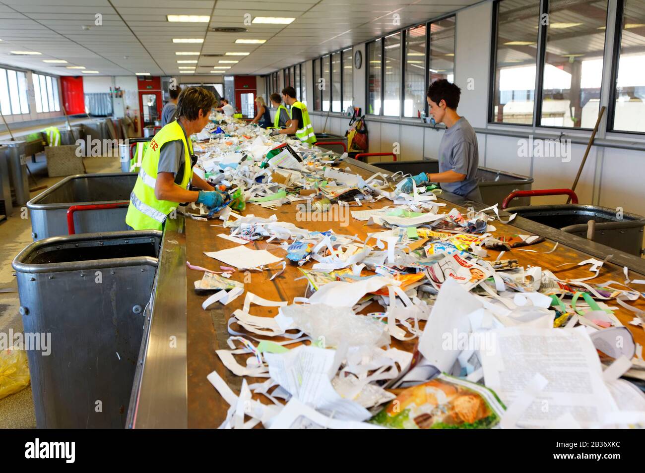 France, Puy de Dome, household-waste sorting, Echalier recycling ...