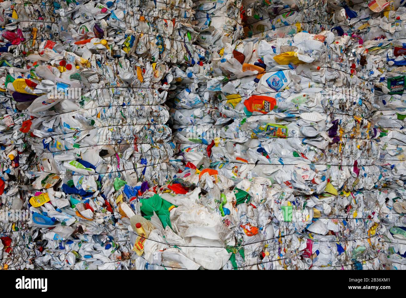France, Puy de Dome, plastic bottles recycling, household-waste sorting ...