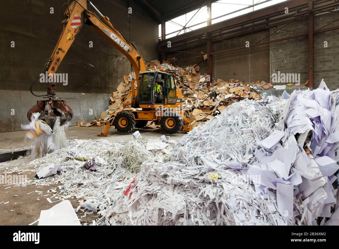 France, Puy de Dome, paper recycling, household-waste sorting, Echalier ...