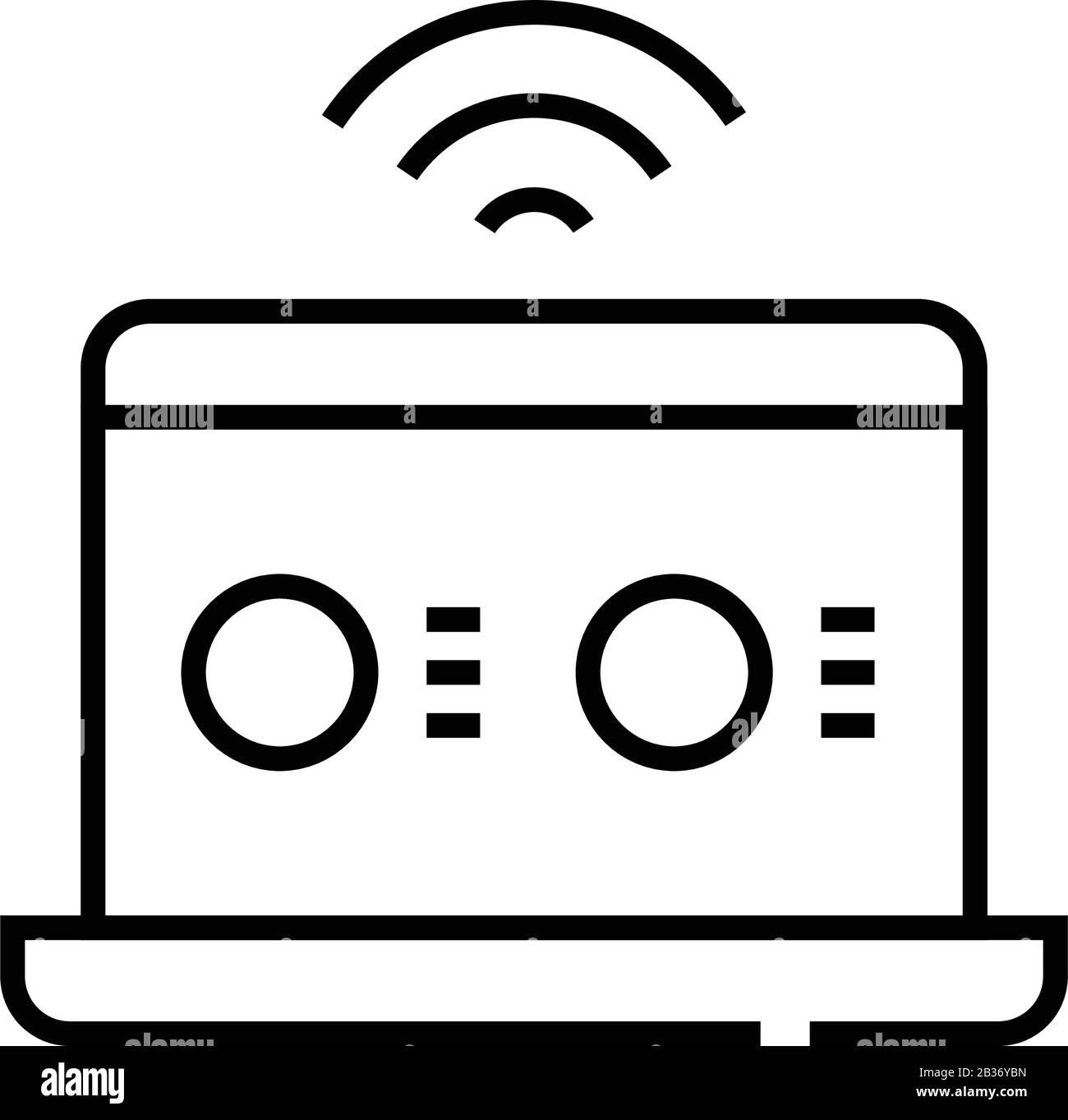 Wireless settings line icon, concept sign, outline vector illustration ...
