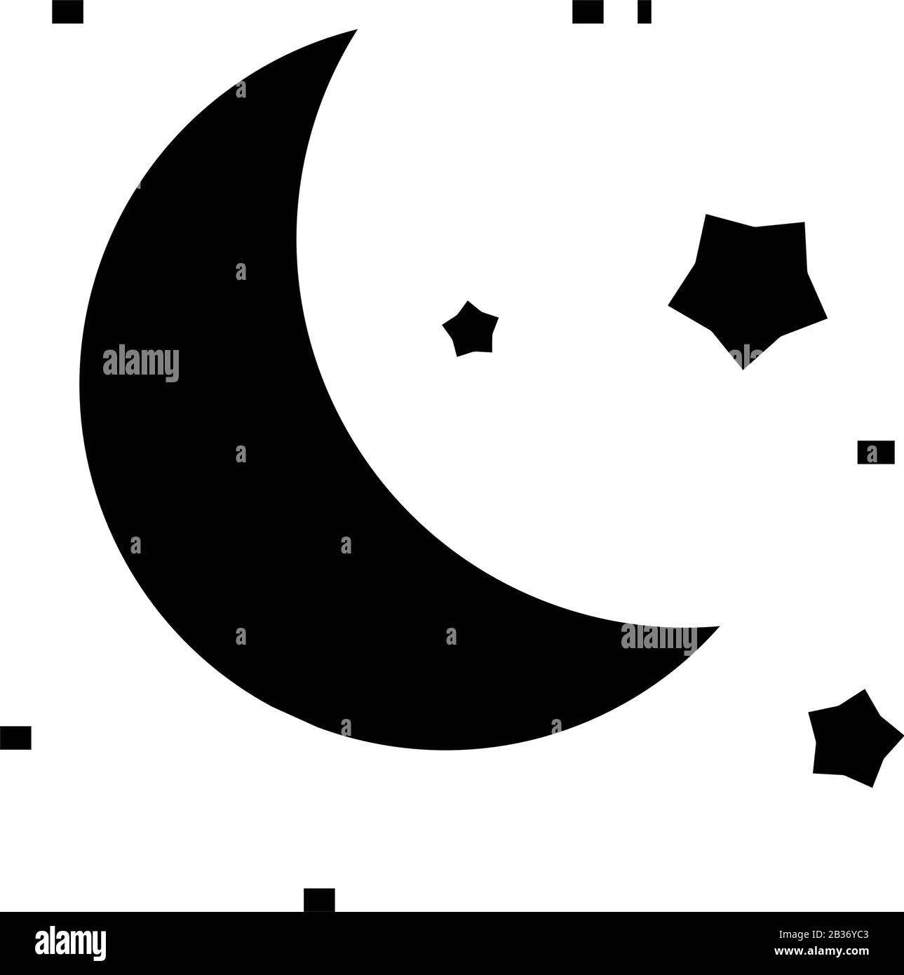 Moonlight black icon, concept illustration, vector flat symbol, glyph ...