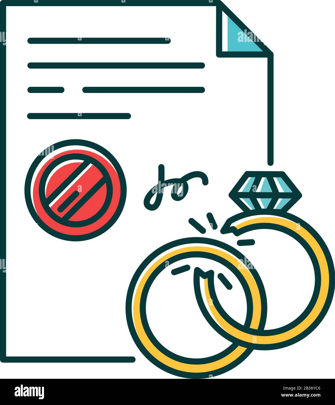 Divorce RGB color icon. Formal ending of marriage. Legal separation ...