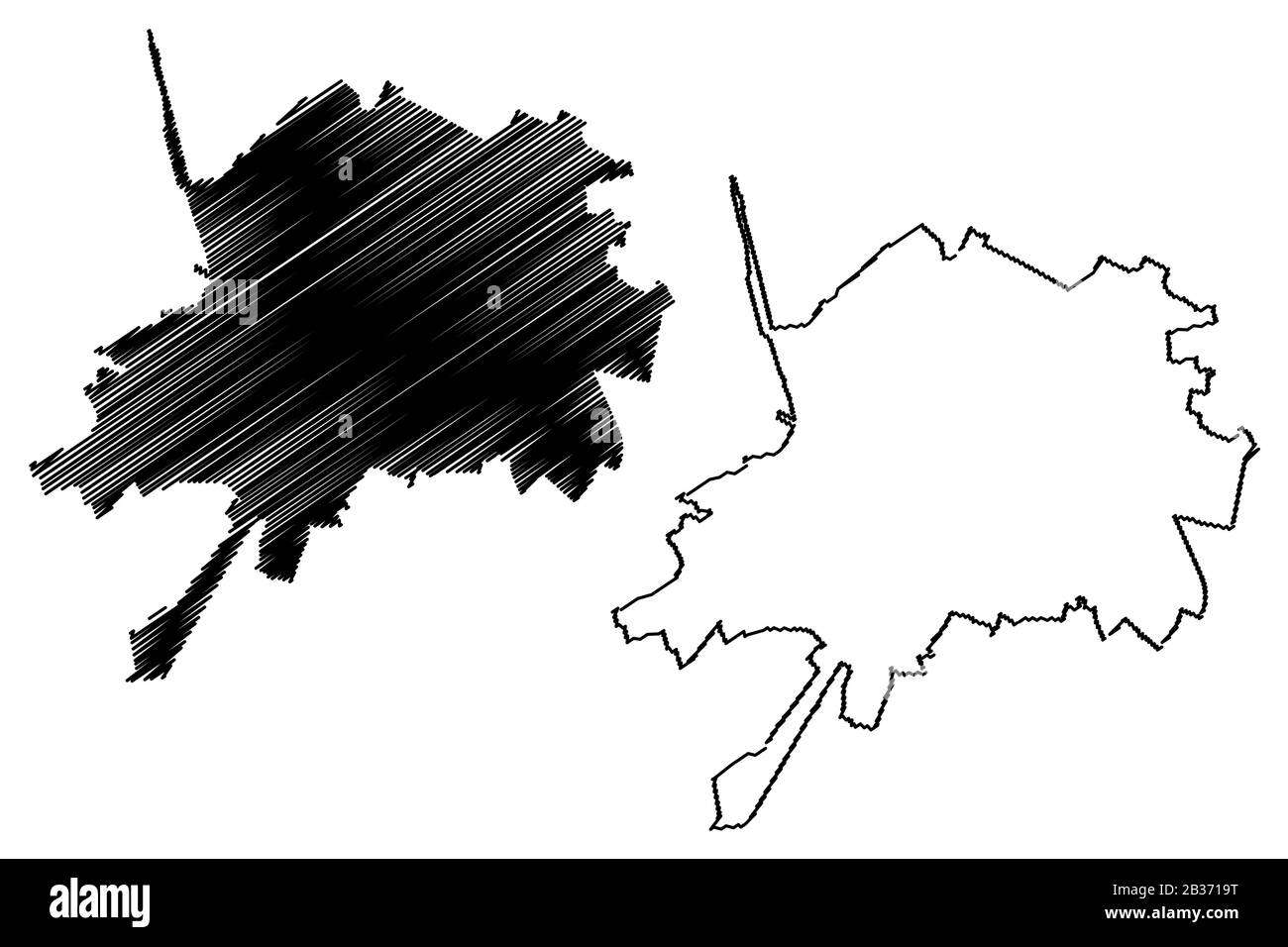 Timisoara City (Republic of Romania) map vector illustration, scribble ...