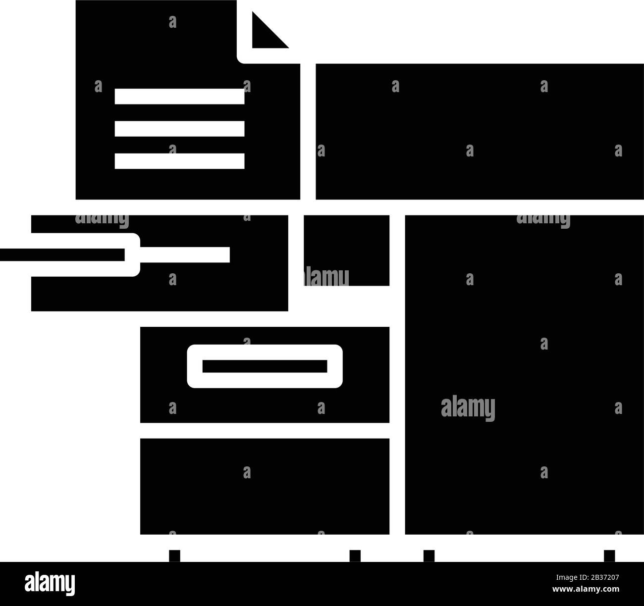 Office printer black icon, concept illustration, vector flat symbol ...