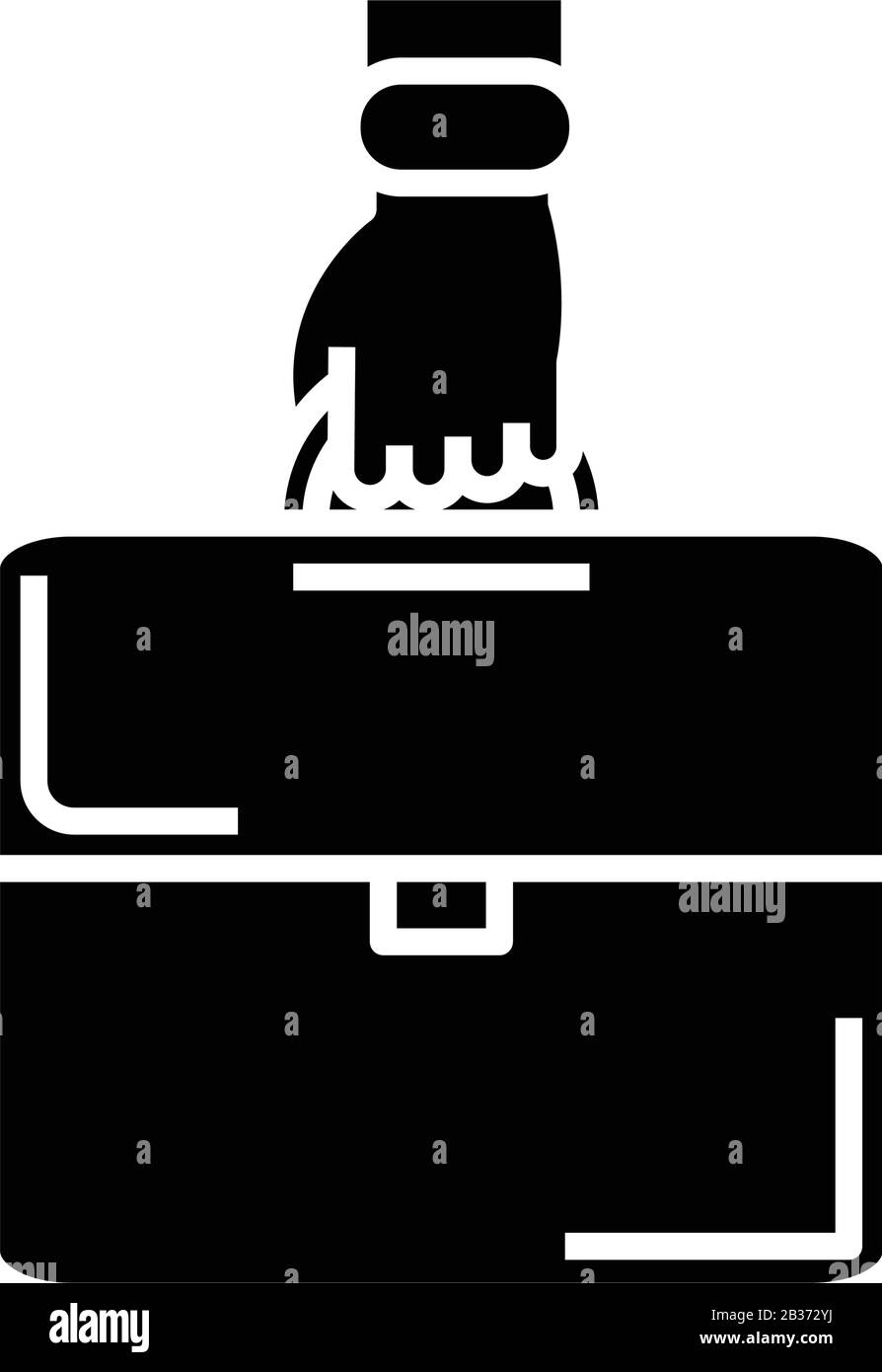 Office suitcase black icon, concept illustration, vector flat symbol ...