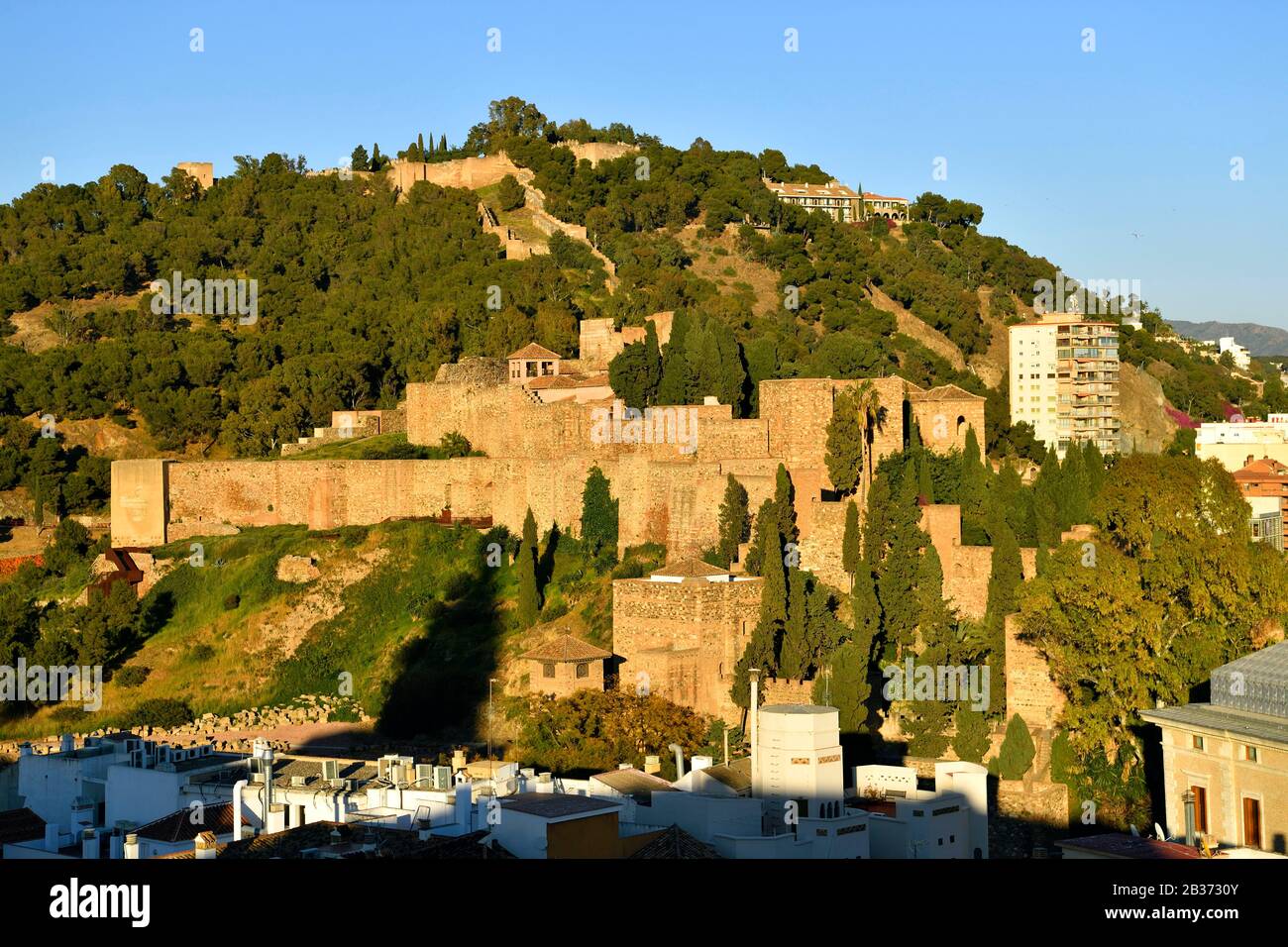 Spain, Andalusia, Costa del Sol, Malaga, Alcazaba and Gibralfaro castle ...
