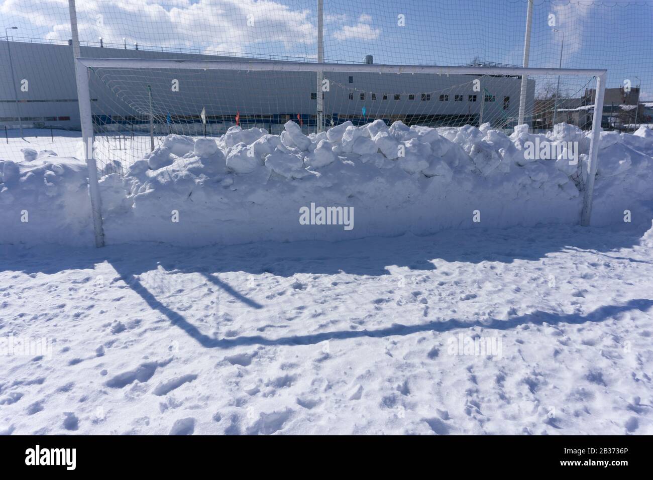 Frozen snow covered football pitch hi-res stock photography and images ...