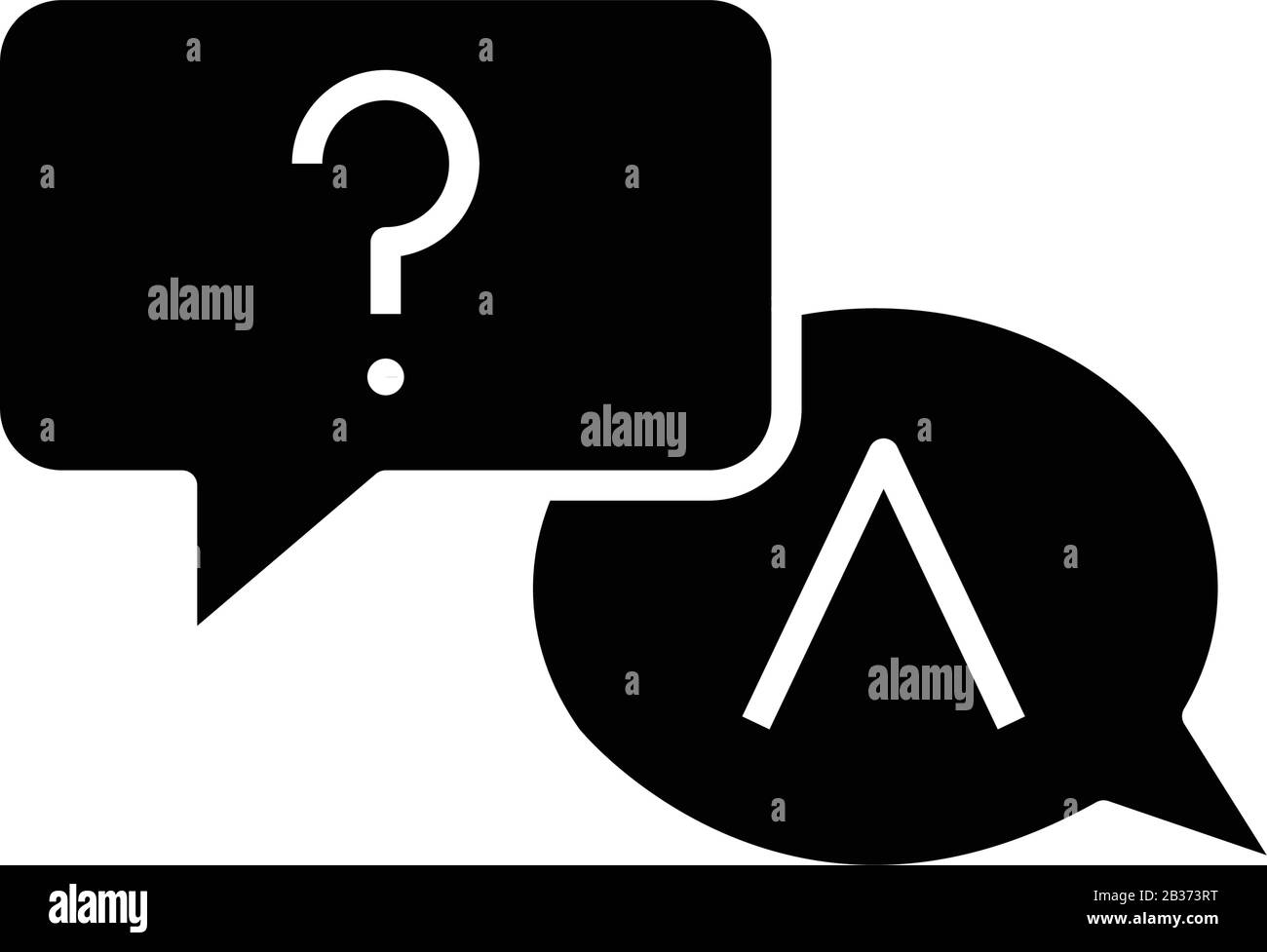 Questions and answers black icon, concept illustration, vector flat ...