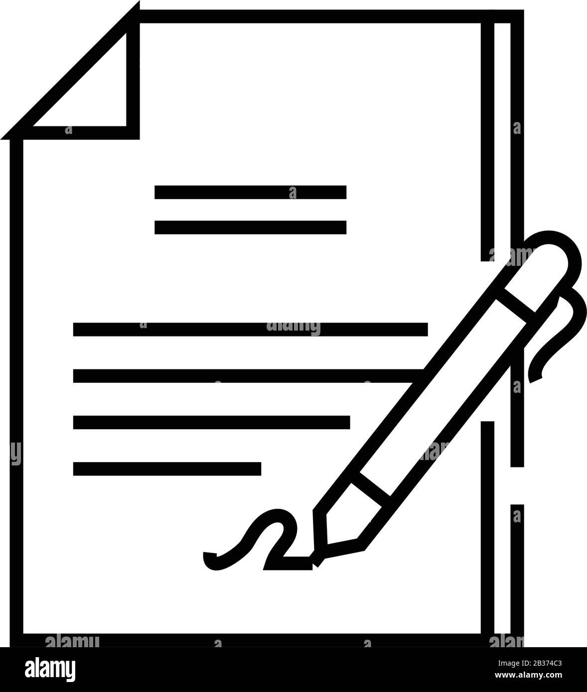 Writing report line icon, concept sign, outline vector illustration ...
