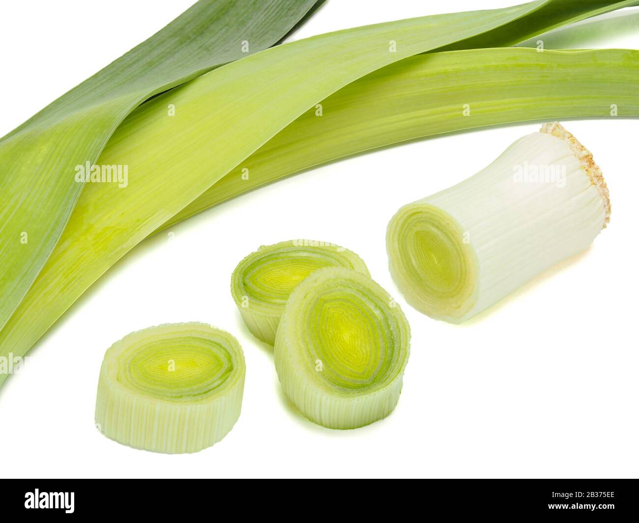 fresh leek on white background Stock Photo - Alamy