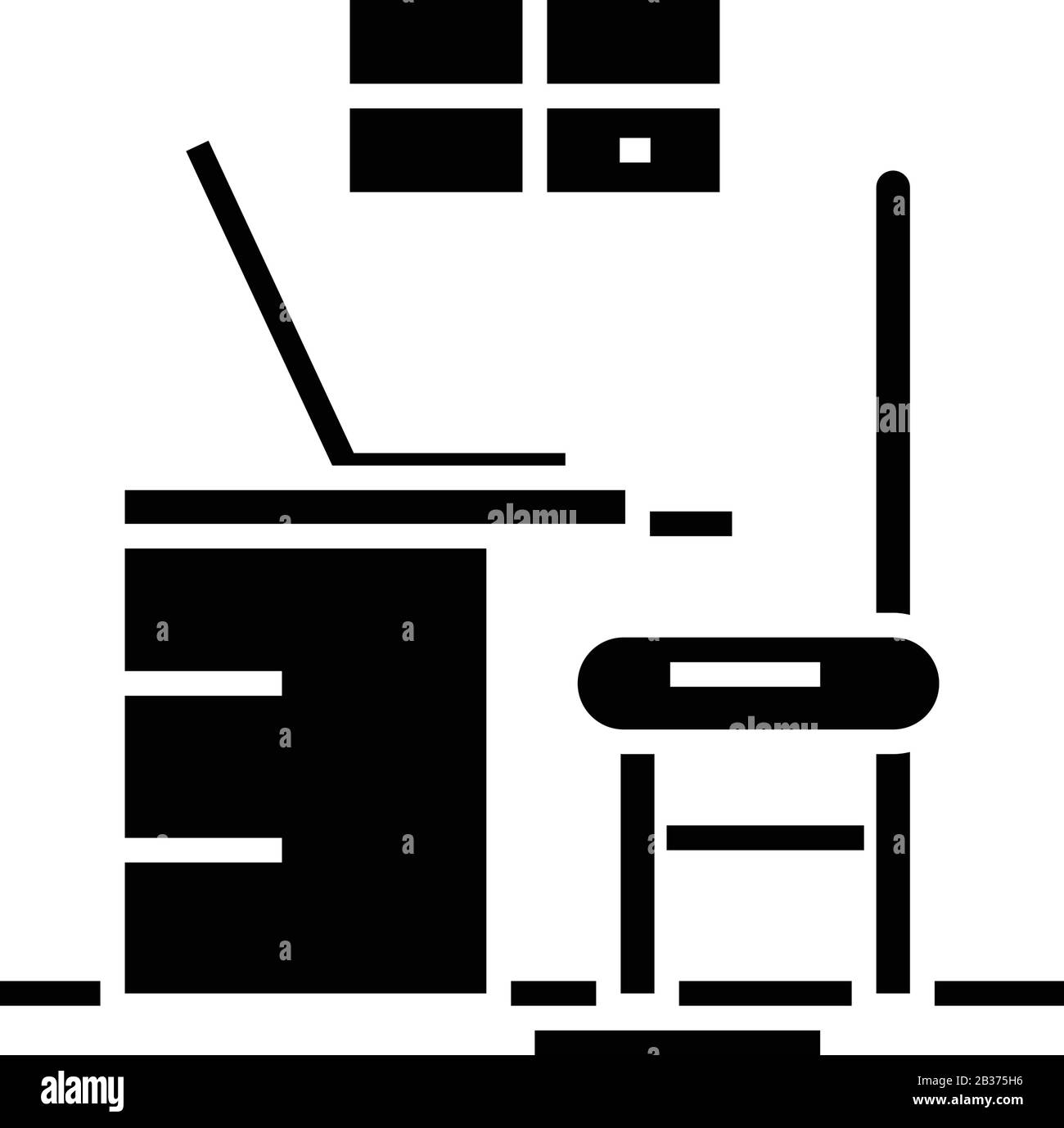 Office view black icon, concept illustration, vector flat symbol, glyph ...