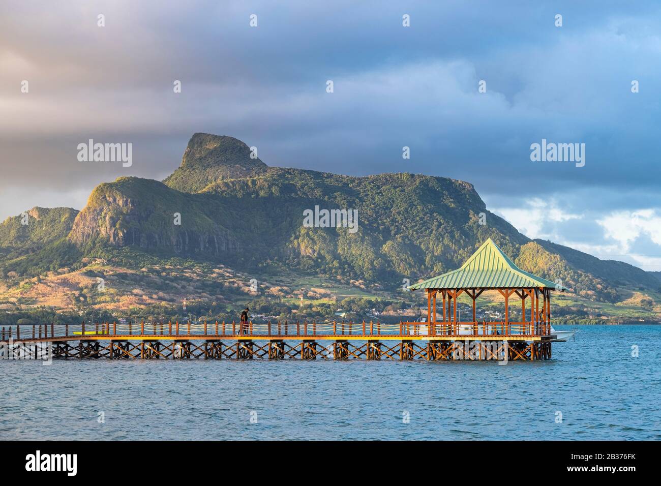 Mauritius, Grand Port district, Mahebourg, jetty on the lagoon, Lion ...