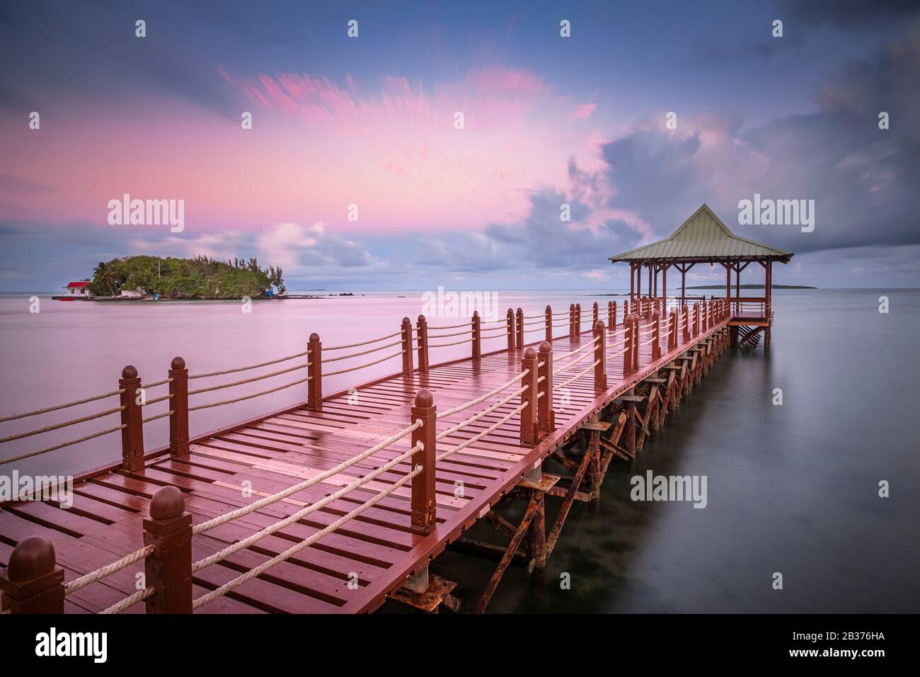 Mauritius, Grand Port district, Mahebourg, jetty on the lagoon ...
