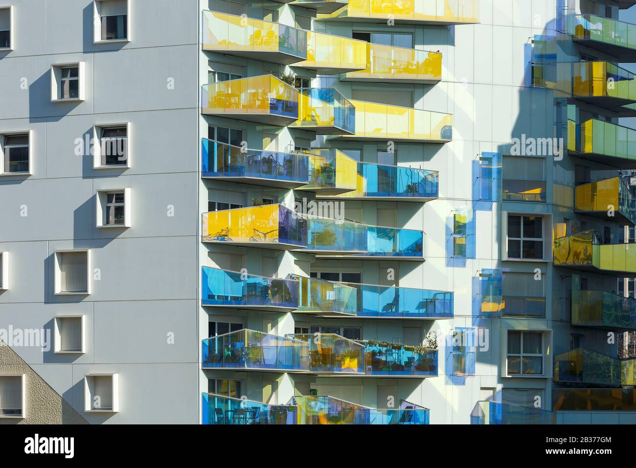 France, Paris, facade of social apartment building called Residence ...
