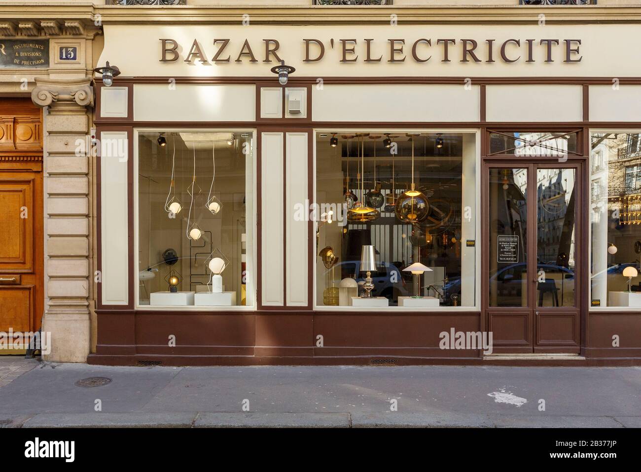France, Paris, the front window of the Bazar d'Electricite shop Stock ...