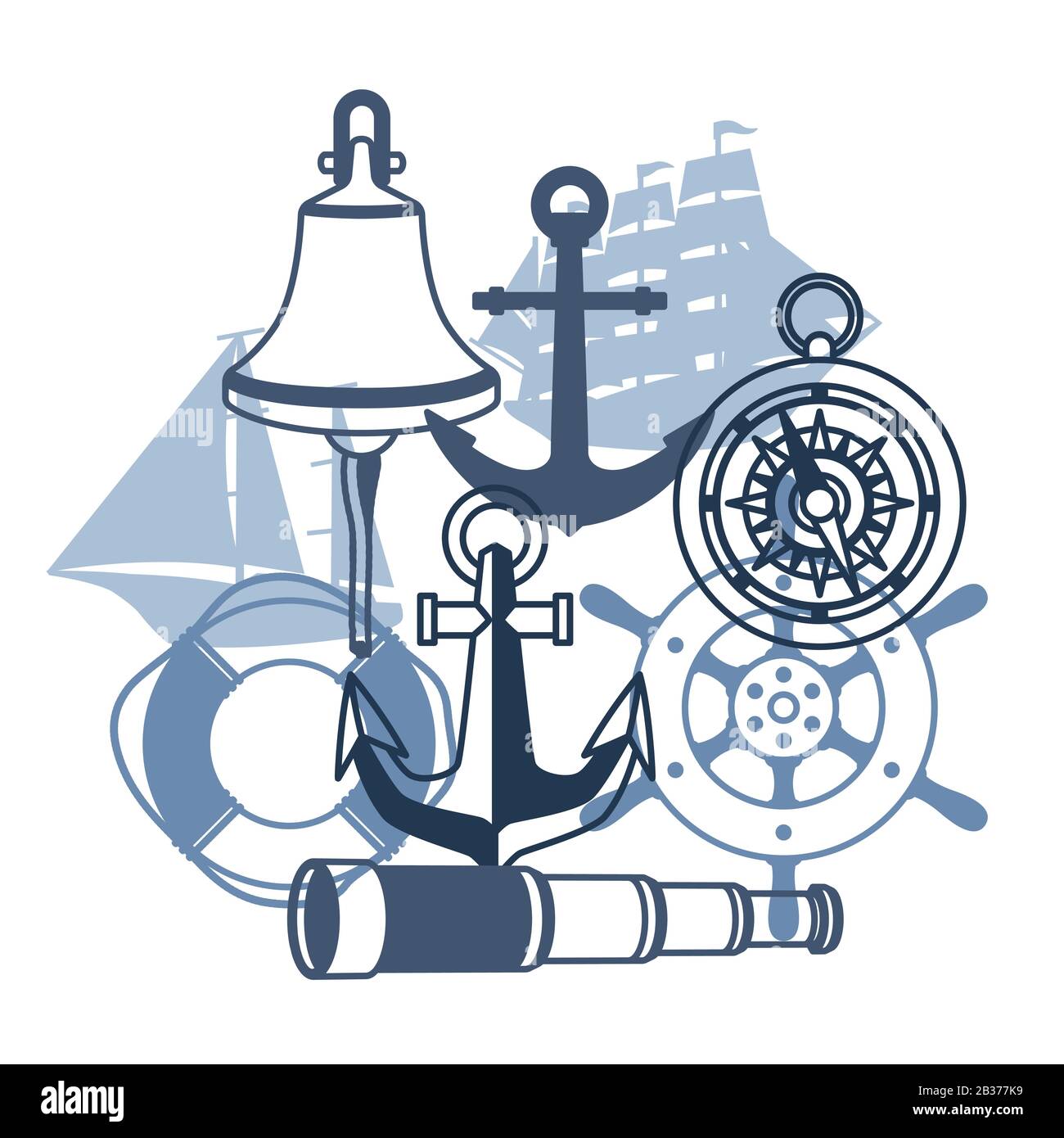 Background with nautical symbols and items Stock Vector Image & Art - Alamy