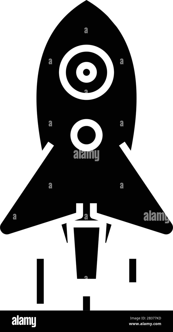 Product launch black icon, concept illustration, vector flat symbol ...