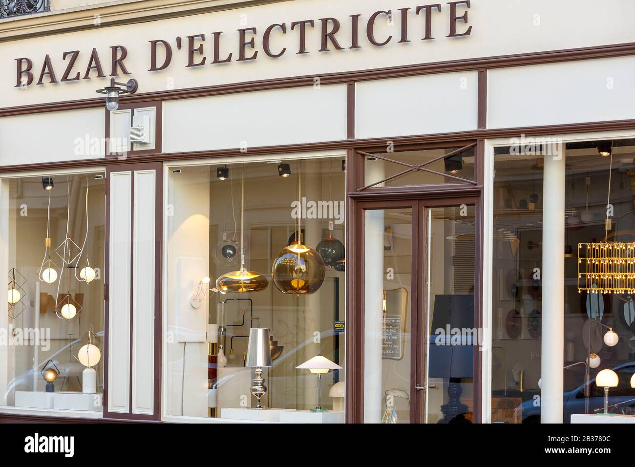 France, Paris, the front window of the Bazar d'Electricite shop Stock ...