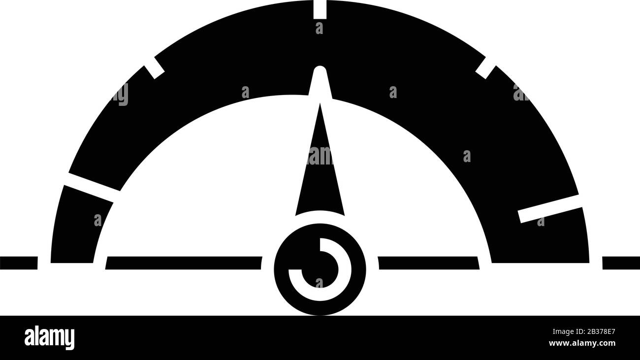 Pressure meter black icon, concept illustration, vector flat symbol ...