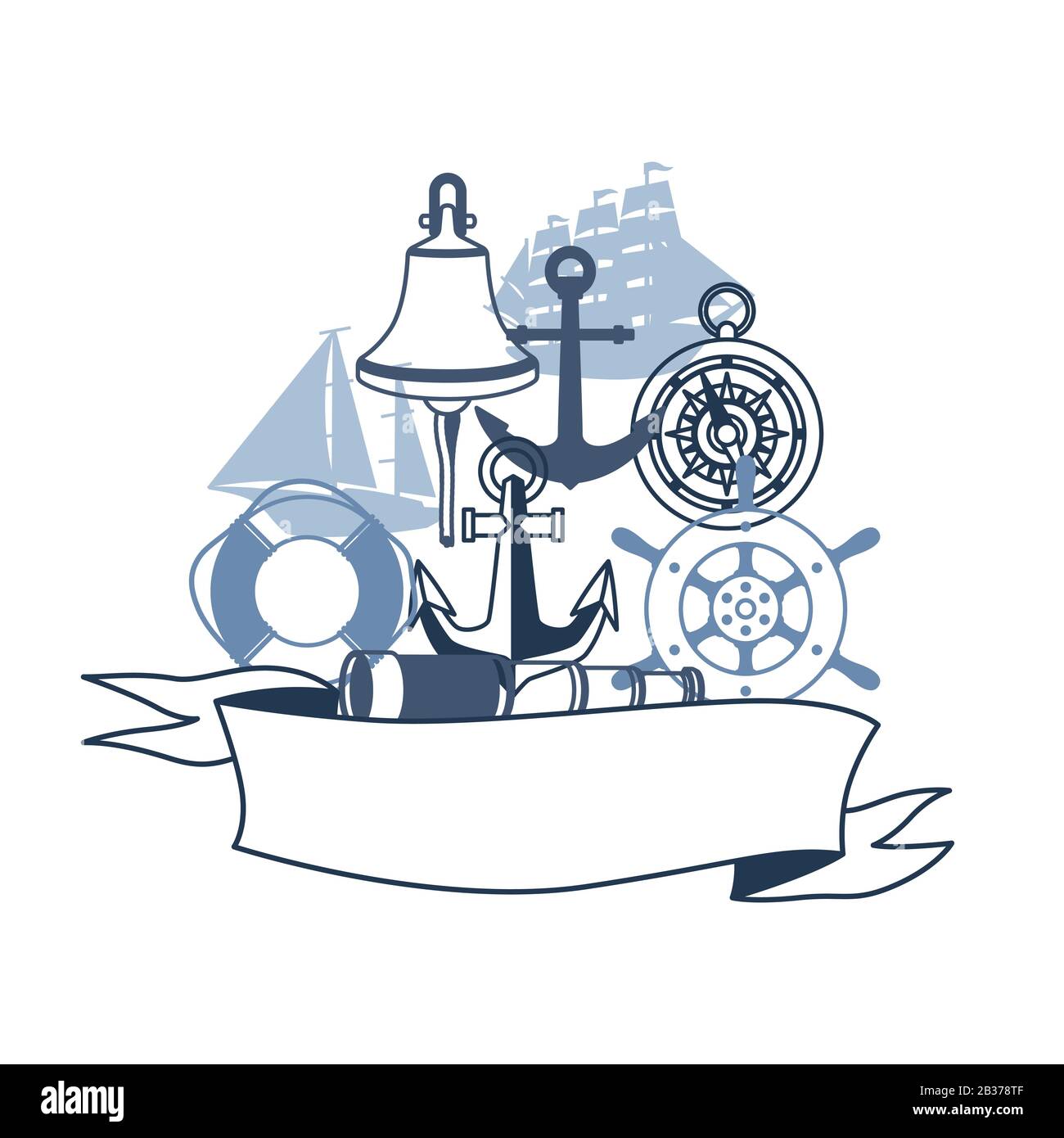 Background with nautical symbols and items Stock Vector Image & Art - Alamy