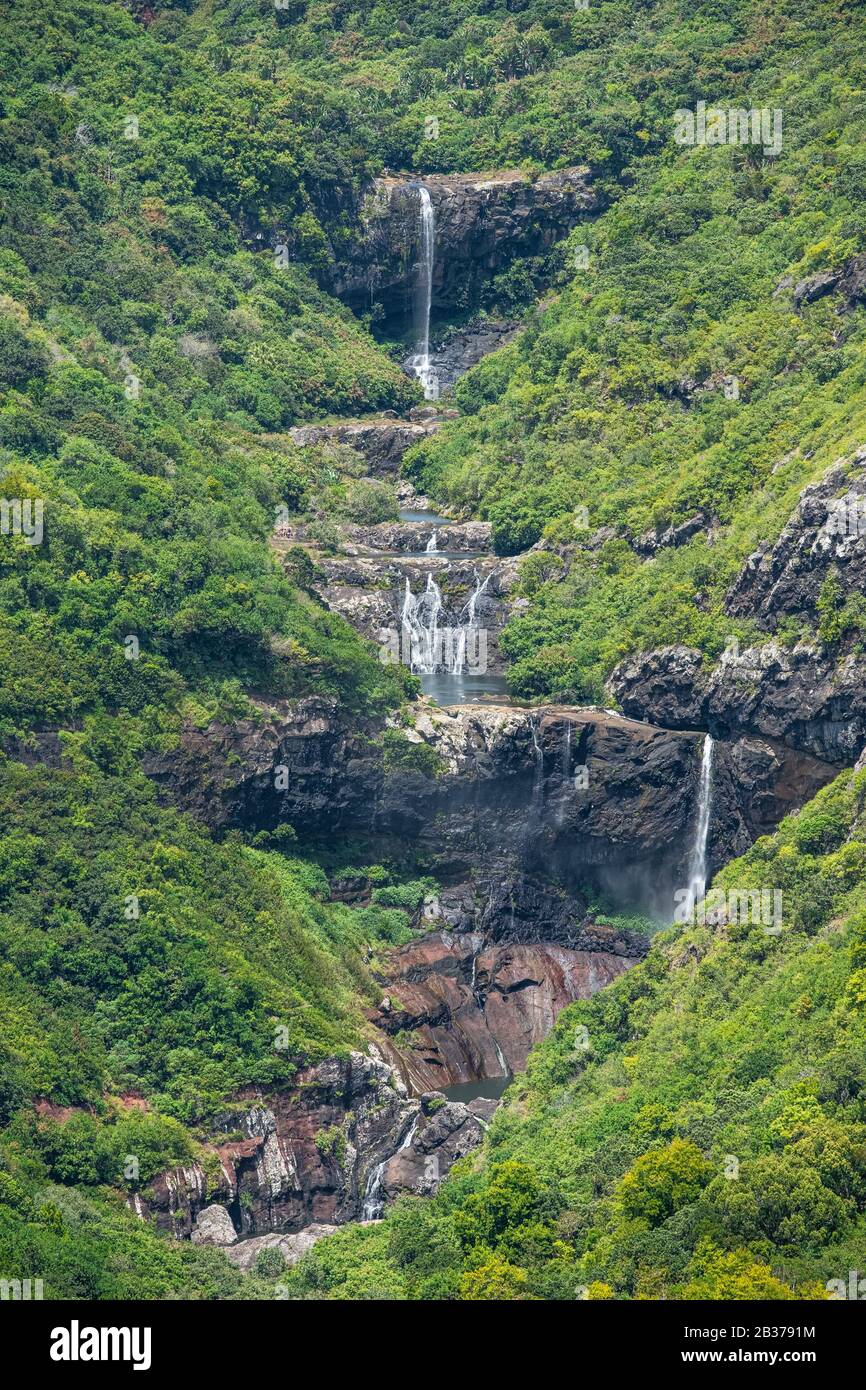 Mauritius, Plaines Wilhems district, Henrietta, Seven Falls of Tamarin ...