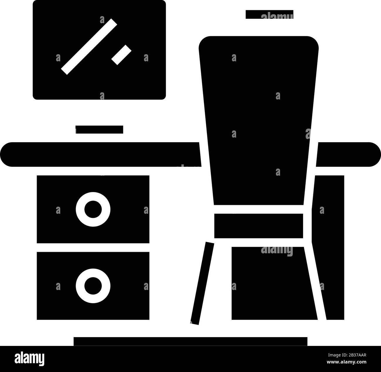 Office space black icon, concept illustration, vector flat symbol ...