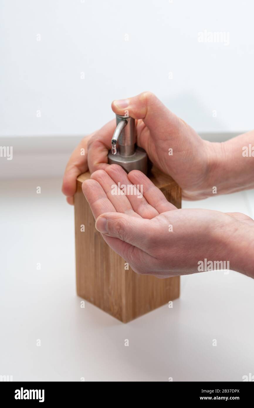 Total hand washing : woman washing her hands to avoid diseases like ...