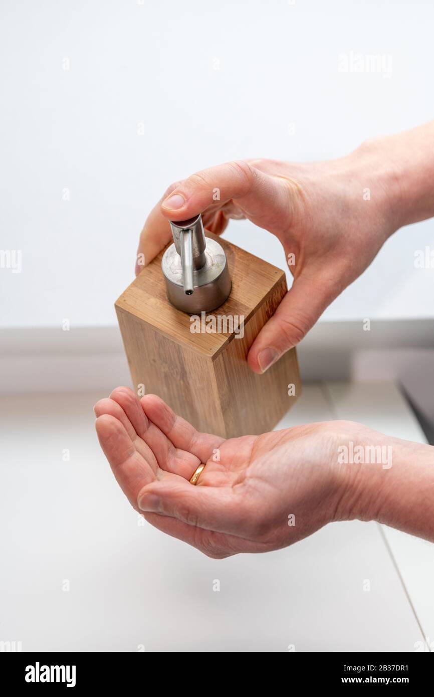 Total hand washing : woman washing her hands to avoid diseases like ...