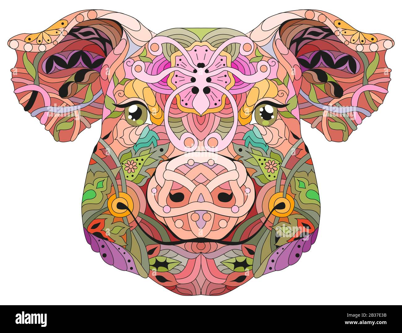 Zentangle pig head. Hand drawn decorative vector illustration Stock ...